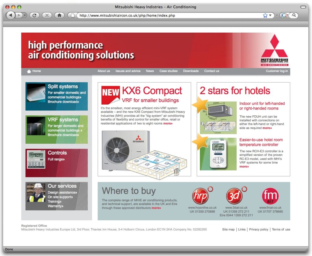 New website for Mitsubishi Heavy - Refrigeration and Air Conditioning