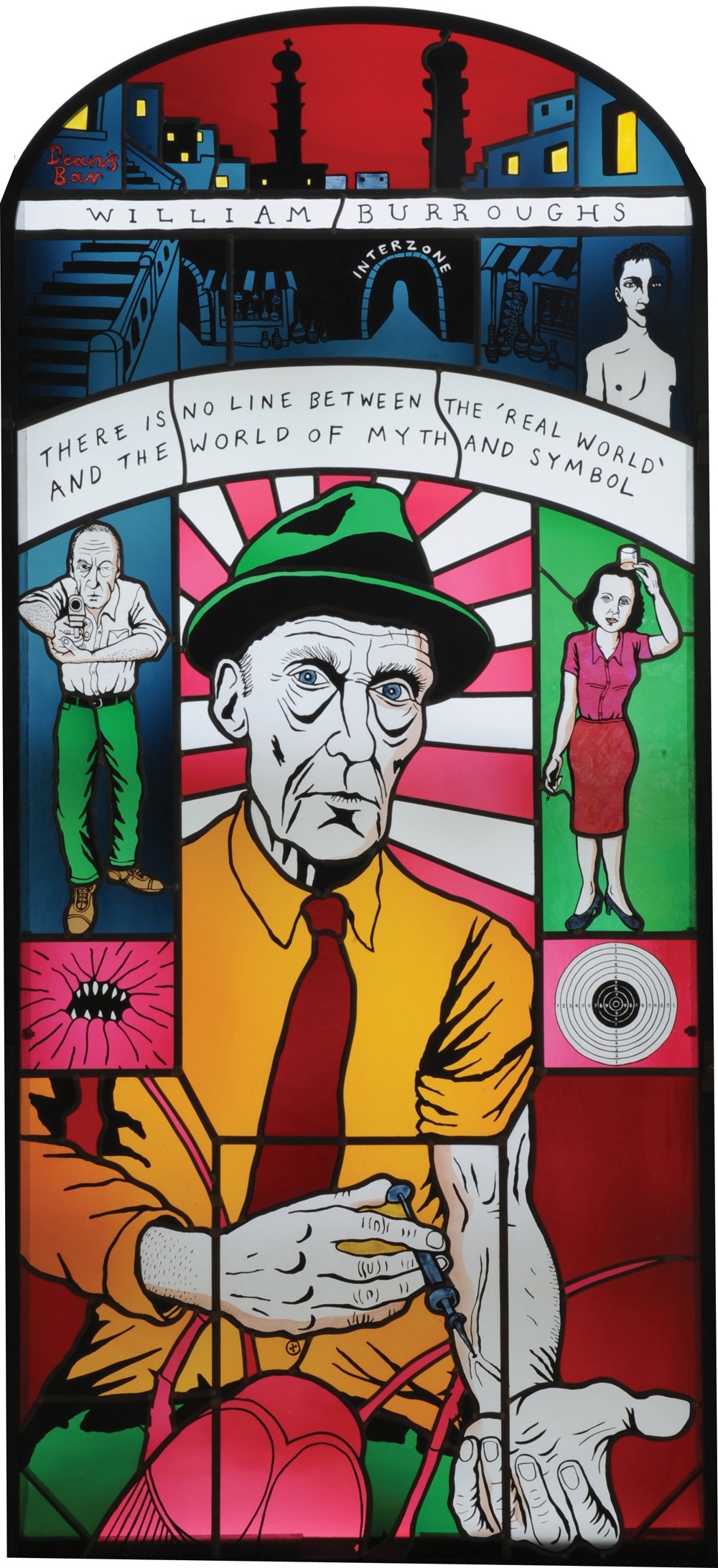 A vibrant stained-glass rogues’ gallery designed by AR illustrator Neal ...