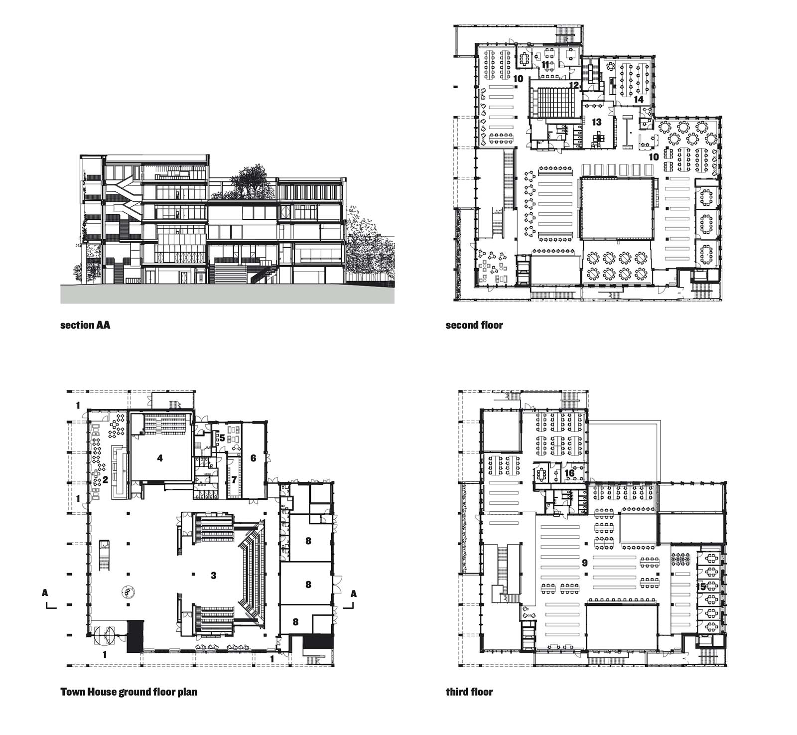 The Marshall Building, LSE in London, UK and Town House, Kingston ...