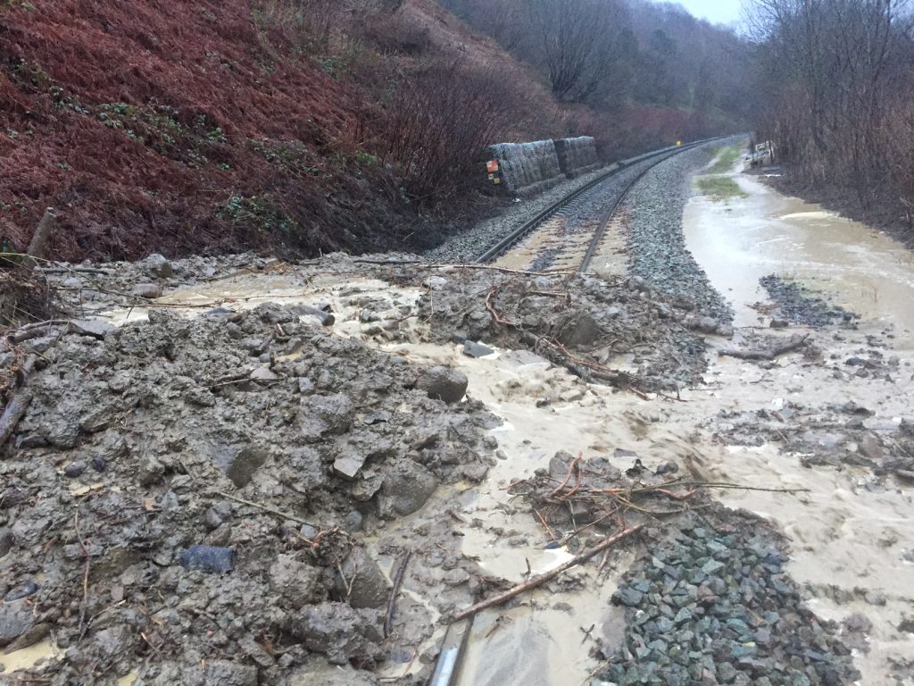 Landslip blocks rail line at Dinas Rhondda | Ground Engineering