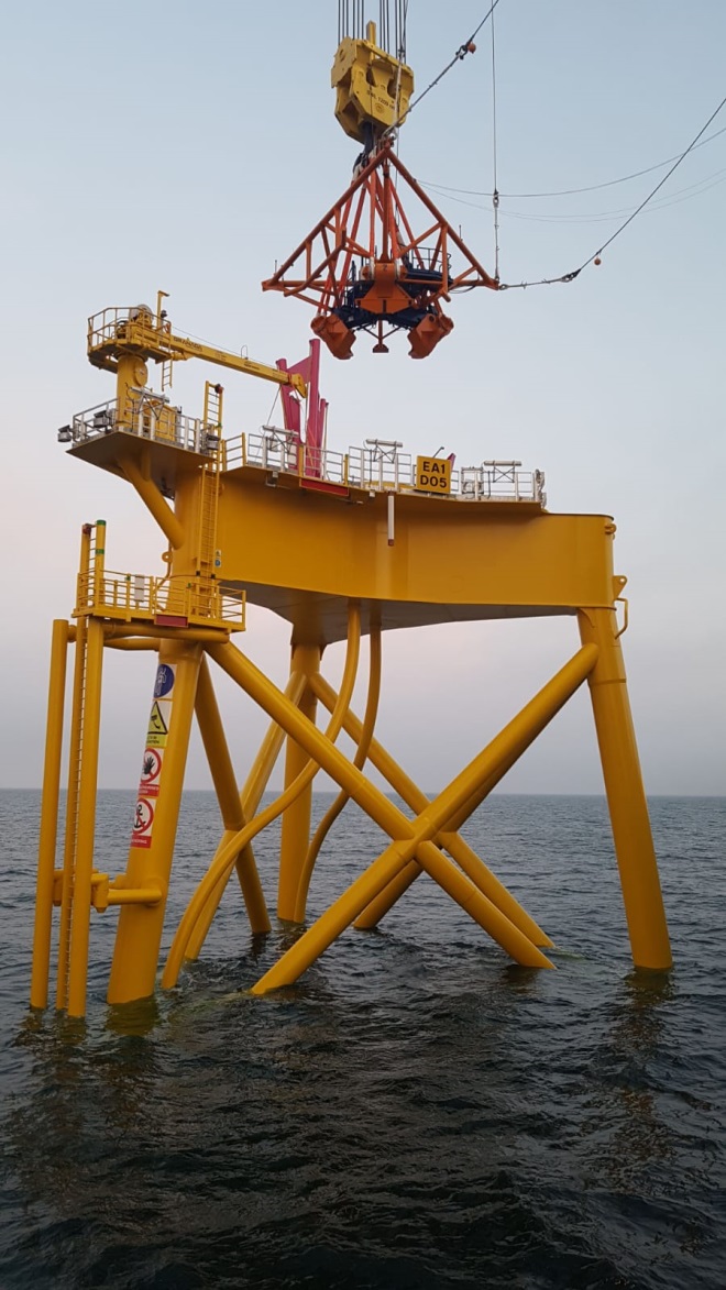 Van Oord installs first jacket foundation on East Anglian wind farm ...