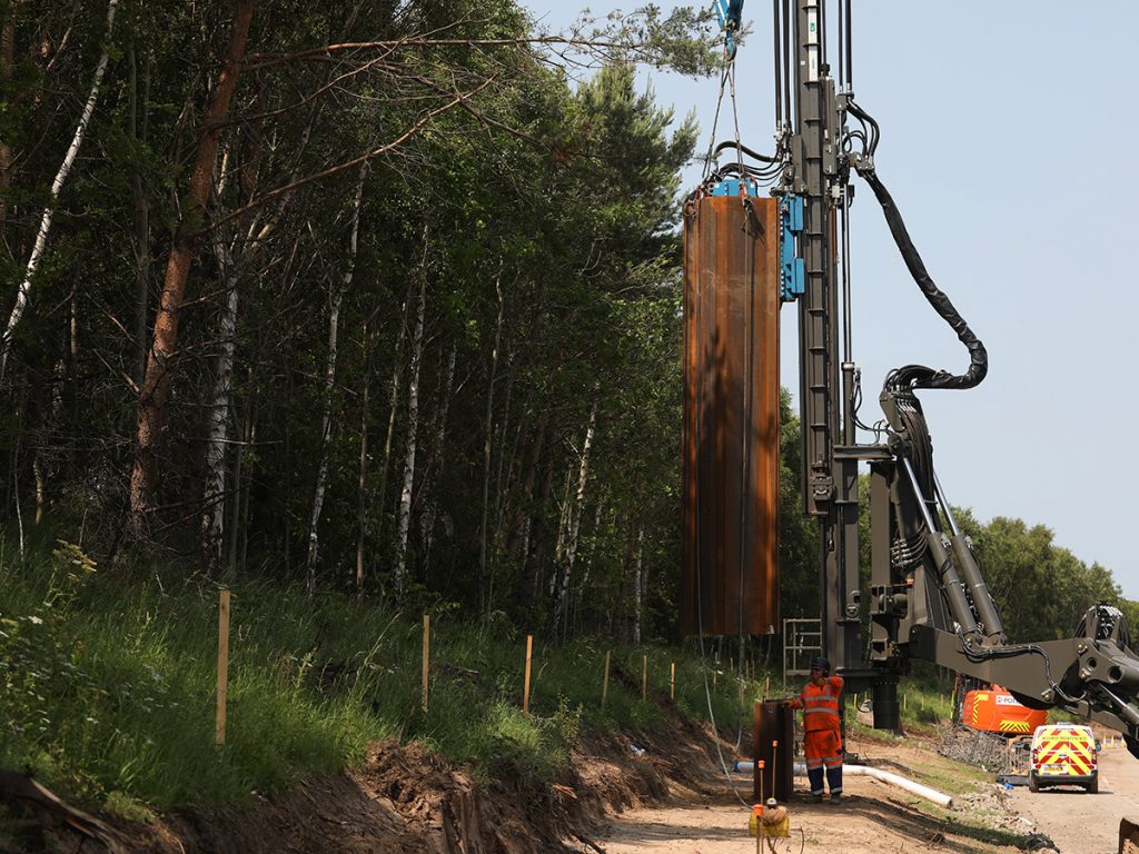 Gallery and video | Sheet piling on A19 improvement project | Ground ...