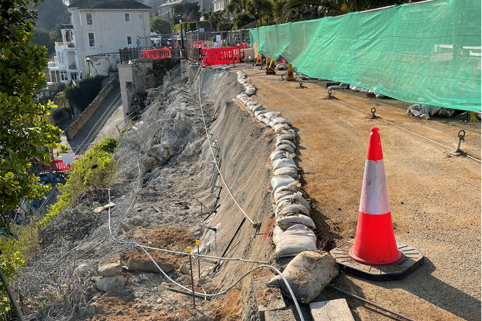 Remediation works progress on collapsed Isle of Wight retaining wall ...