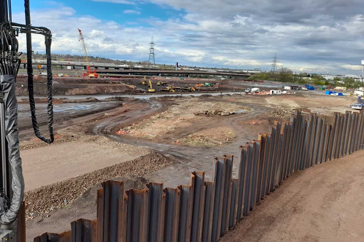 HS2: Sheet piles divert brook at Midlands control centre | Ground ...