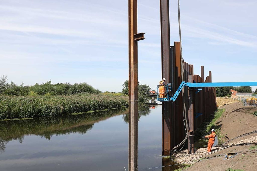 Sheet piling underway on River Aire flood defence scheme | Ground ...