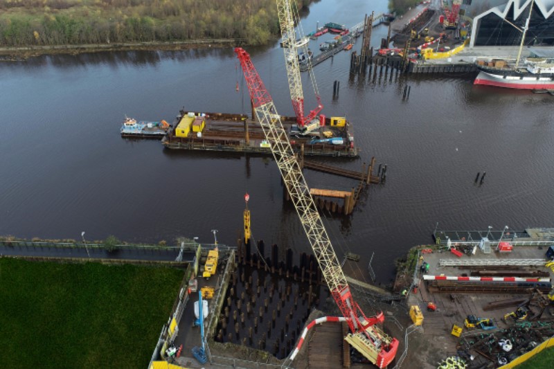 Piling works completed on south side of new Glasgow bridge | Ground ...