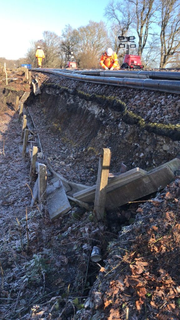 Large landslide blocks rail line between East Grinstead and Hurst Green ...