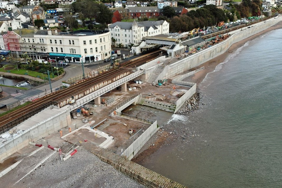 Two sections of Dawlish sea wall joined with link bridge | Ground ...