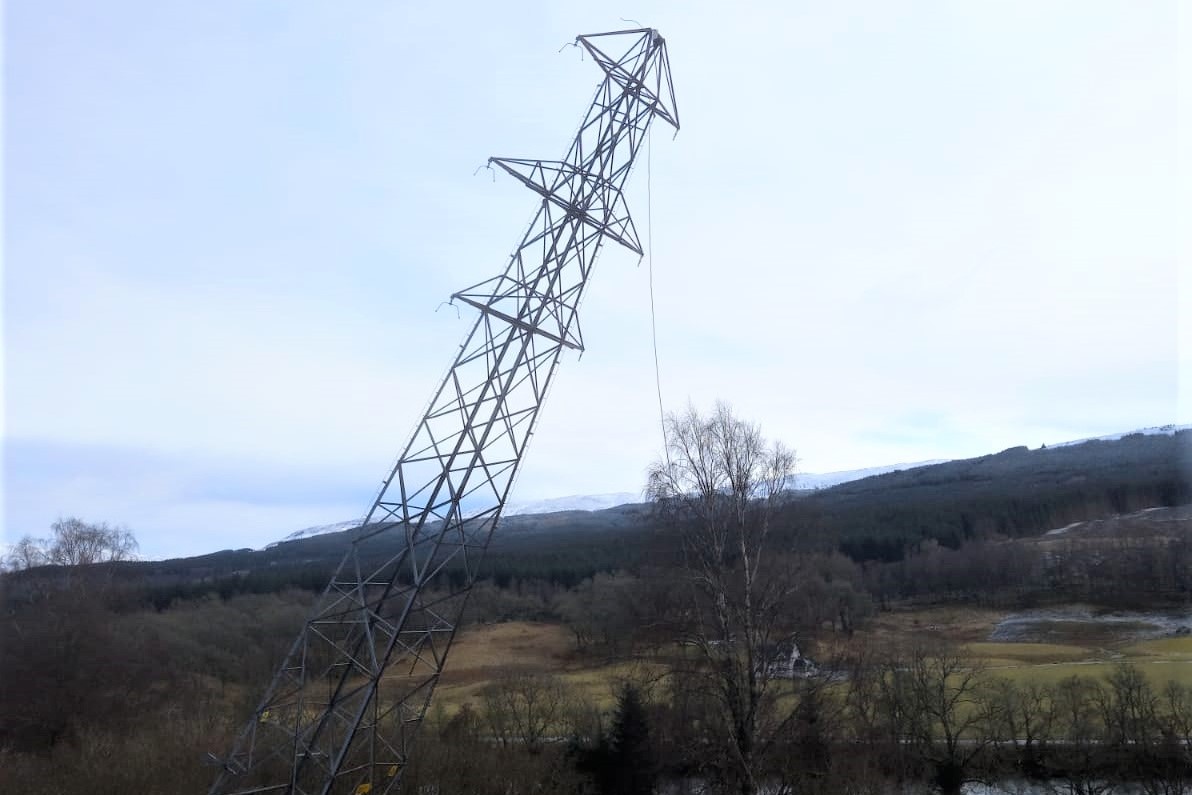 First pylon toppled for cable undergrounding project in Loch Lomond ...
