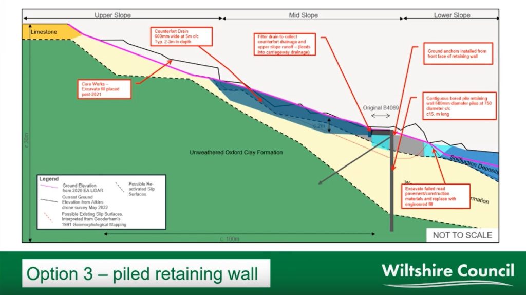Piled retaining wall ‘best solution’ for landslide-hit Wiltshire road ...