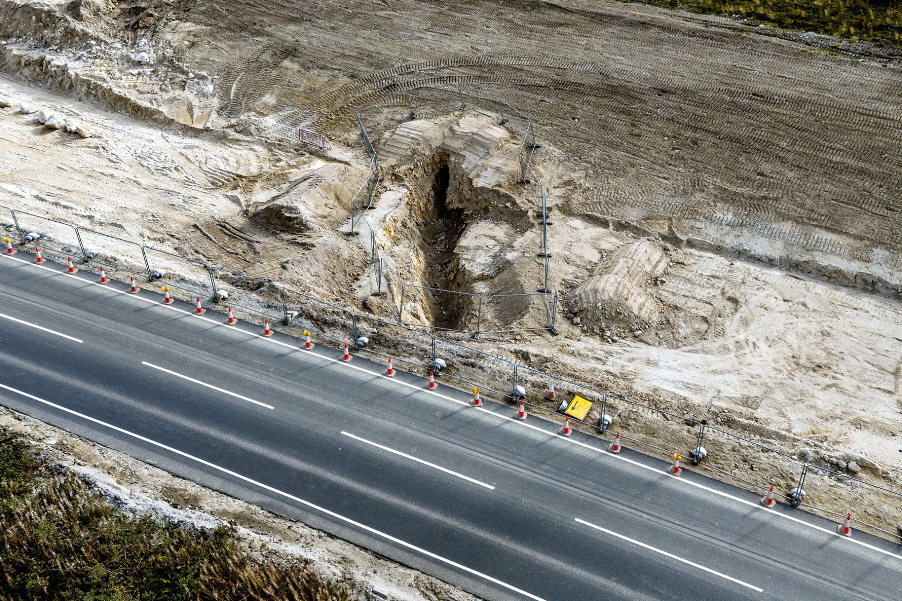 Large fissure on A30 link road connected to 19th century tin mine ...