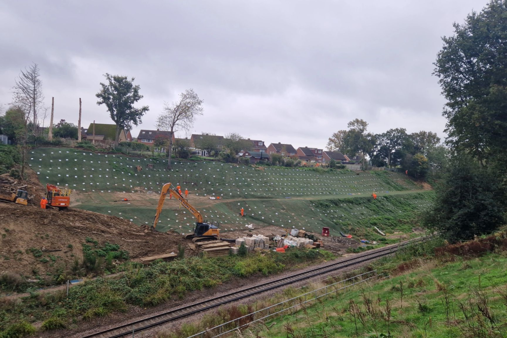 Soil nailing completed to stabilise deep Fareham rail tunnel cutting ...