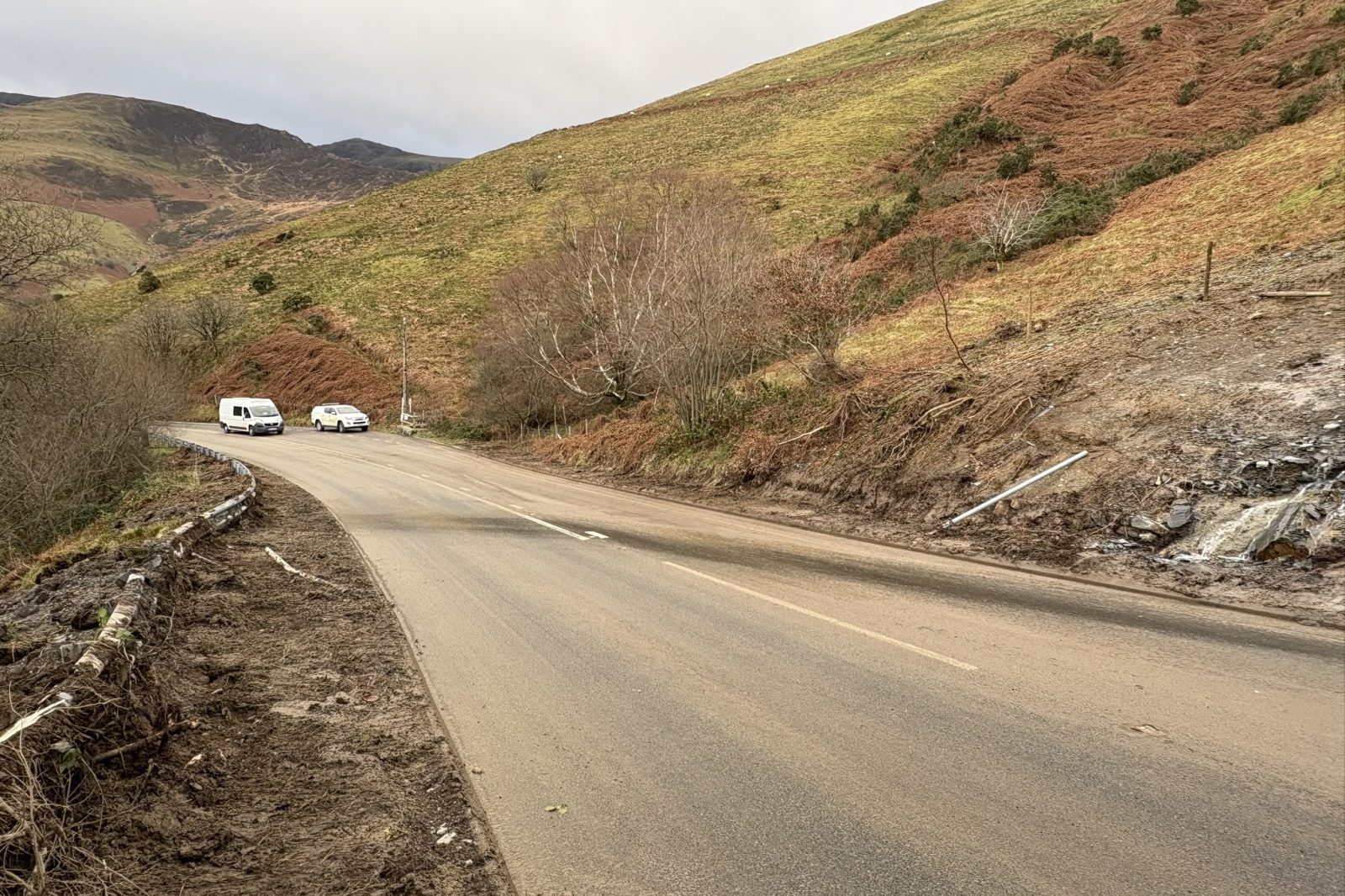 North Wales road closed due to 'unstable ground' following Storm Darragh
