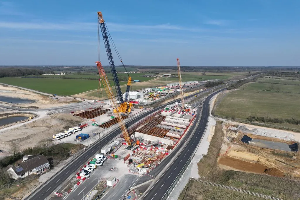 A43 bridge over HS2 railway makes progress following foundation works | Ground Engineering