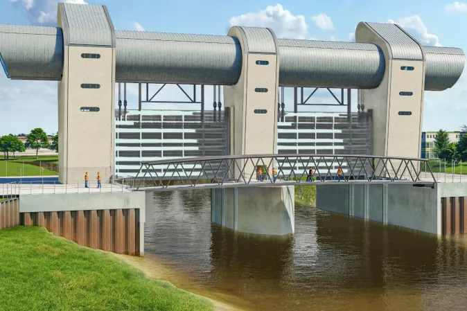 Bridgwater tidal barrier: Jack up barge arrival marks major ...