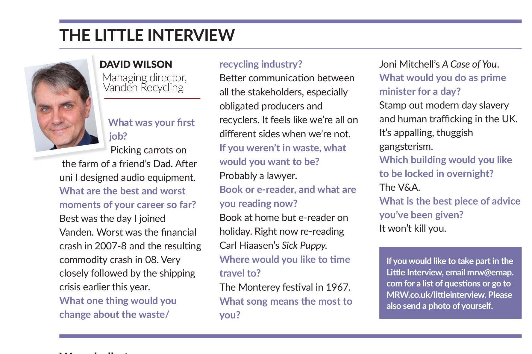 Little Interview - take part | MRW