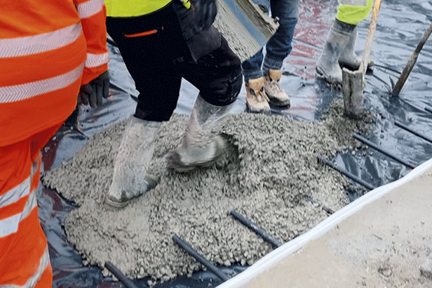 First pour of concrete using IBA aggregate | MRW