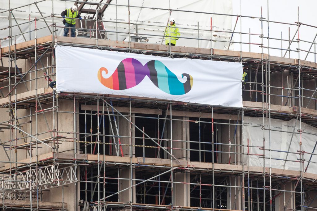 The biggest moustache in construction towers over London | Construction ...