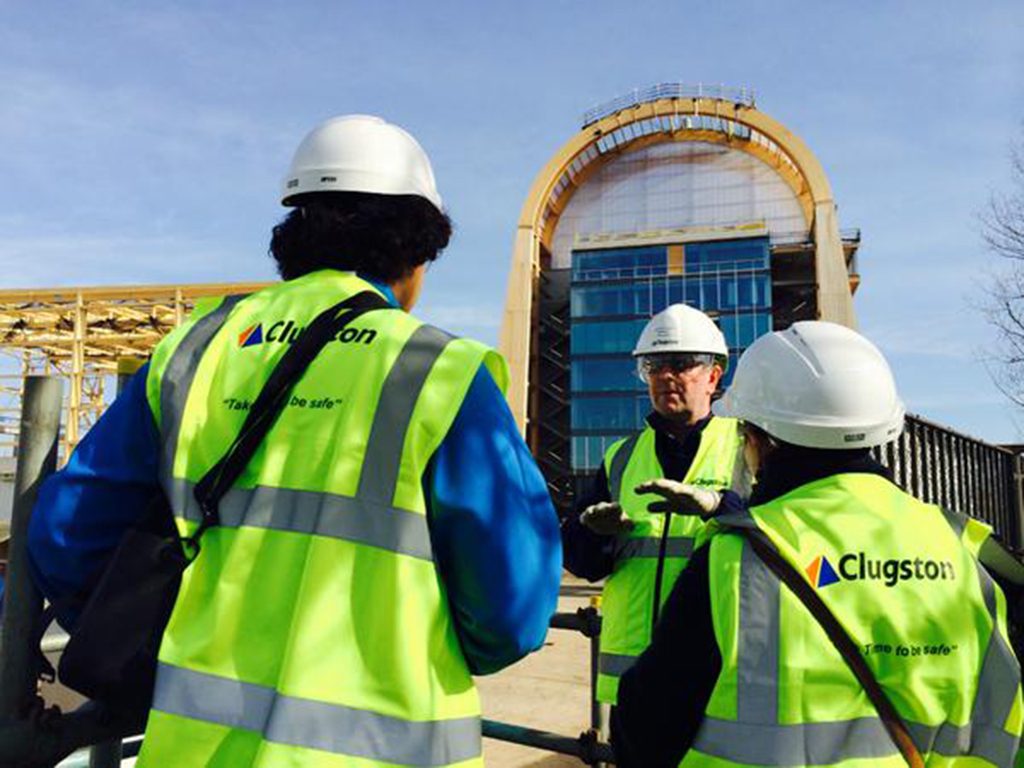 Visitors get a close look at Europe’s biggest arched timber frame with ...
