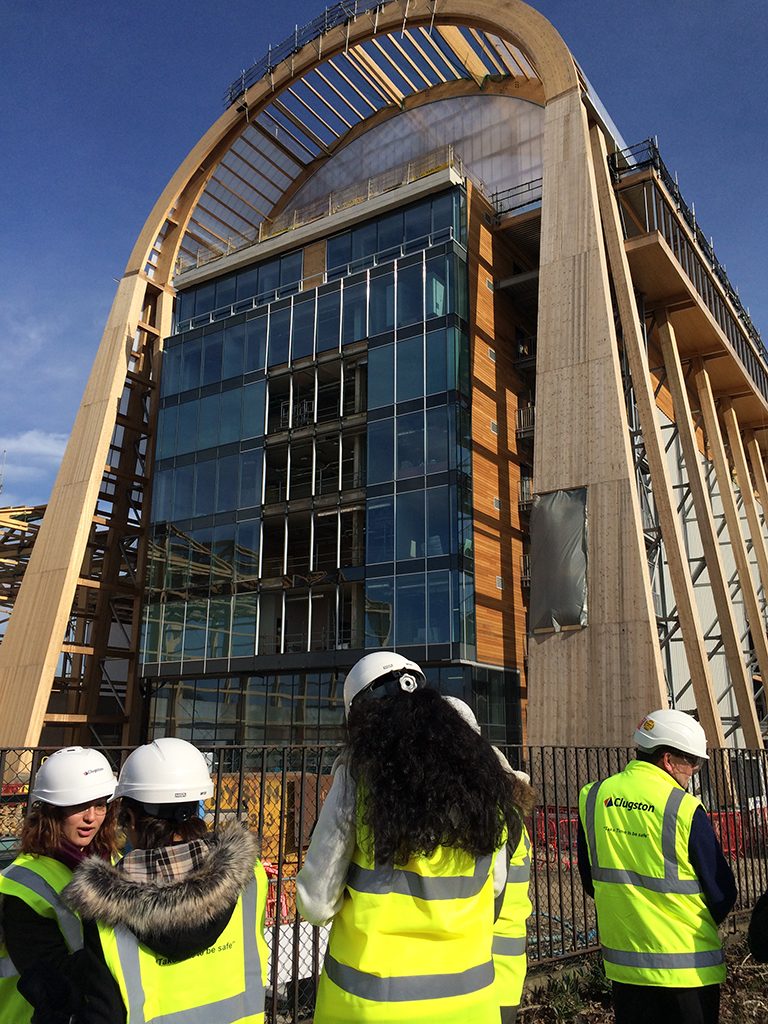 Visitors get a close look at Europe’s biggest arched timber frame with ...