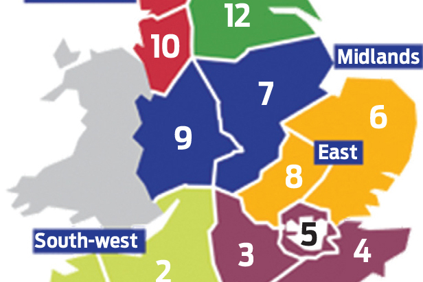Map: Breakdown of Highways England's maintenance contracts Area 1 to ...