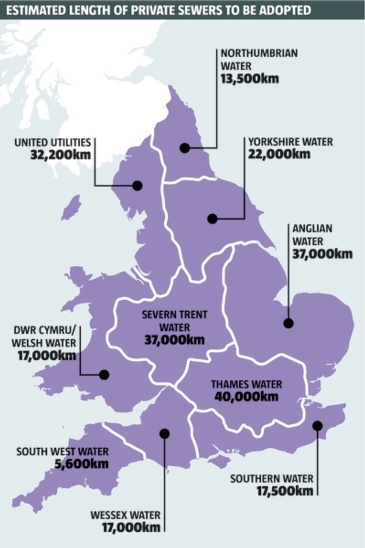Water companies due to adopt 200,000km of private sewers tonight | New ...