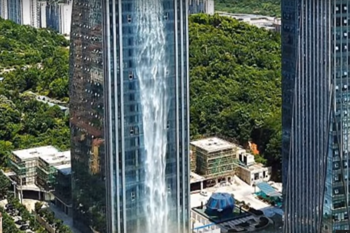 Video | Giant man-made waterfall adorns Chinese skyscraper | New Civil ...