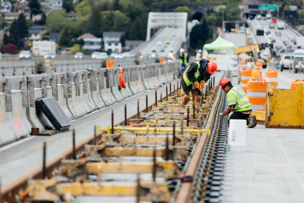 Light rail track installed on floating bridge in world first | New ...