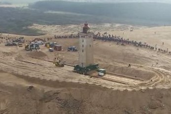 Danish lighthouse moved back from eroding cliff edge | New Civil Engineer