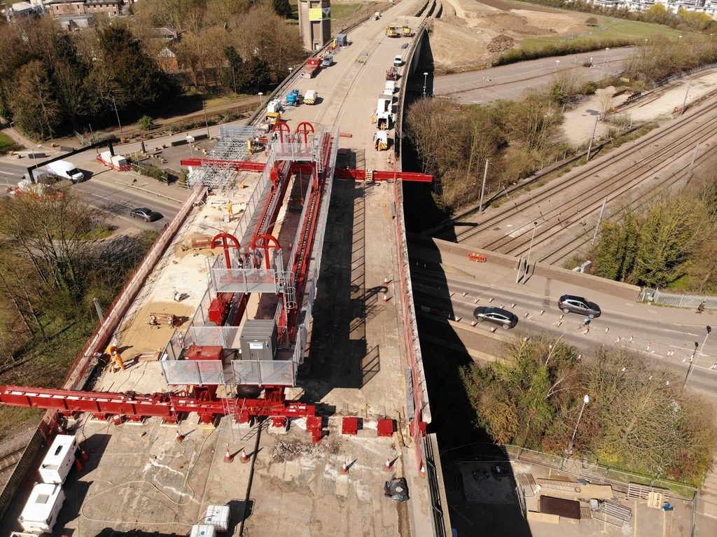 Dismantling A14 viaduct spanning railway and road | New Civil Engineer