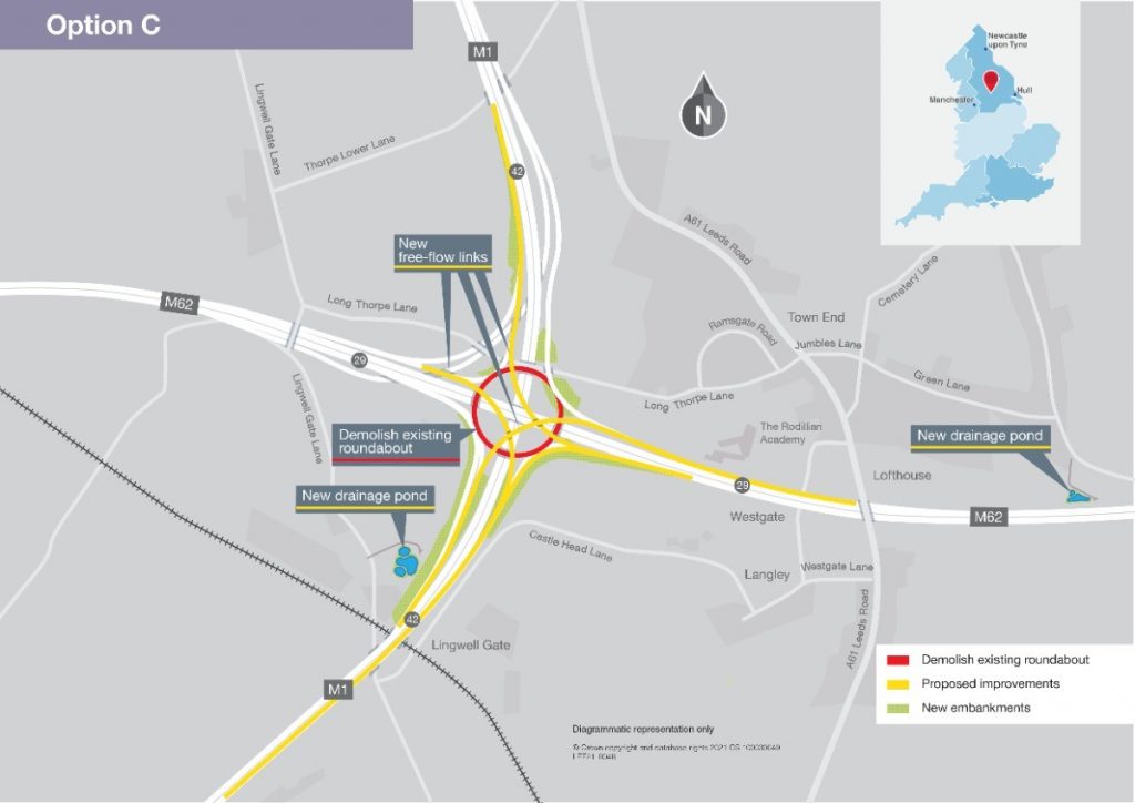 3 design options tabled for National Highways’ M1/M62 junction upgrade ...
