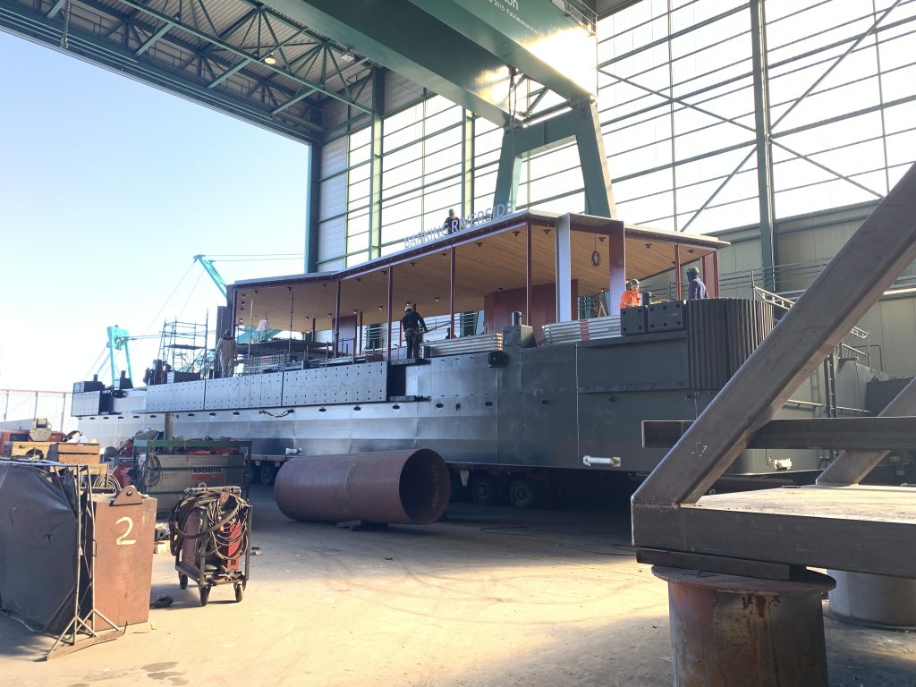 Pier construction ramps on the Thames to provide Barking Riverside with ...