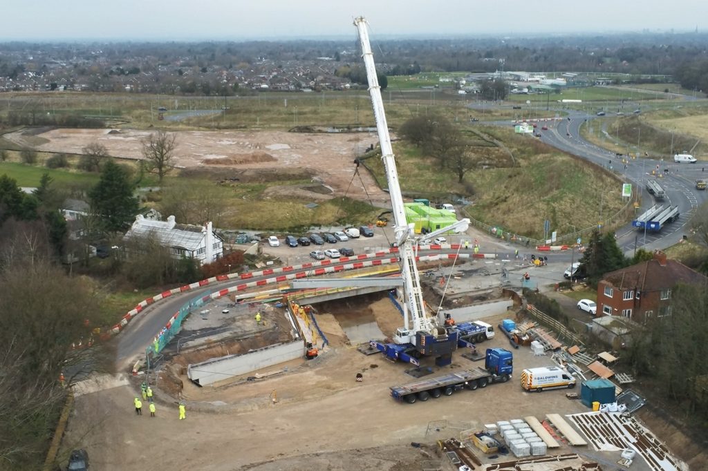 Final bridge beams lifted into place on £53M Poynton Relief Road scheme ...