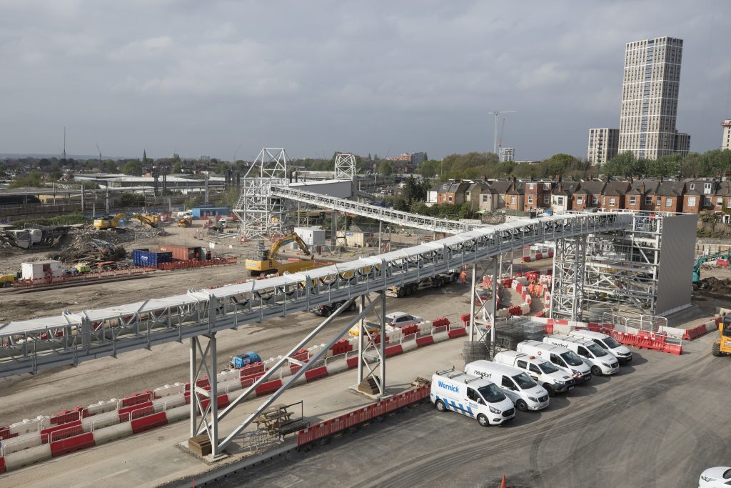 HS2 spoil conveyor network begins operation at Old Oak Common | New Civil Engineer
