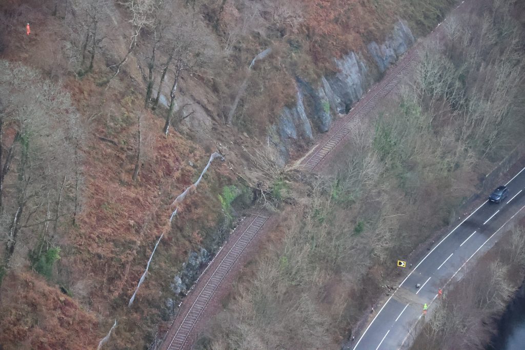 Work begins to clear Scots landslip blocking road and railway | New ...