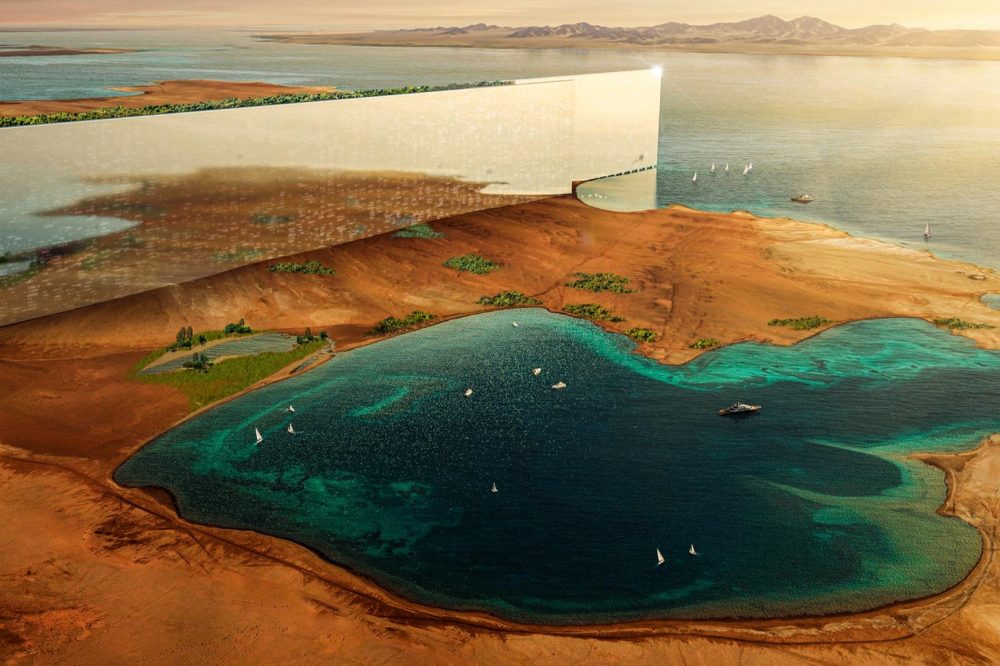 Aerial photos show development of 170km long Saudi Arabia city The Line ...