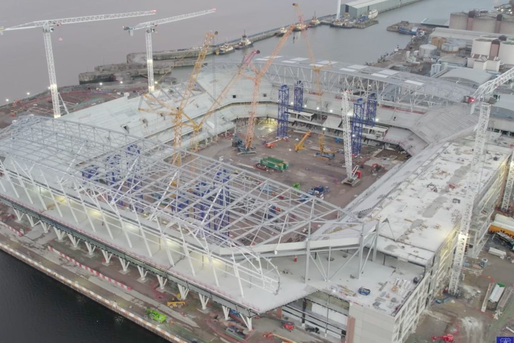 Primary concrete build completed on new Everton Stadium | New Civil ...