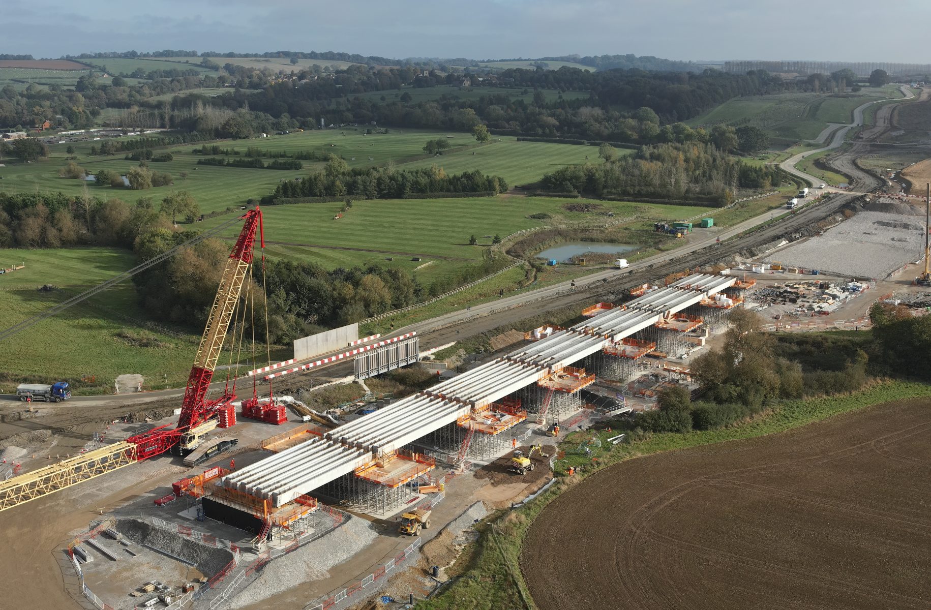 First HS2 viaduct deck beam installation completed in Northamptonshire ...