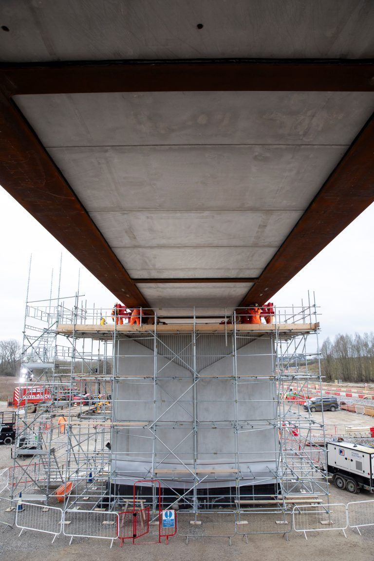 HS2 | Sliding of 320m double composite deck for Westbury viaduct ...