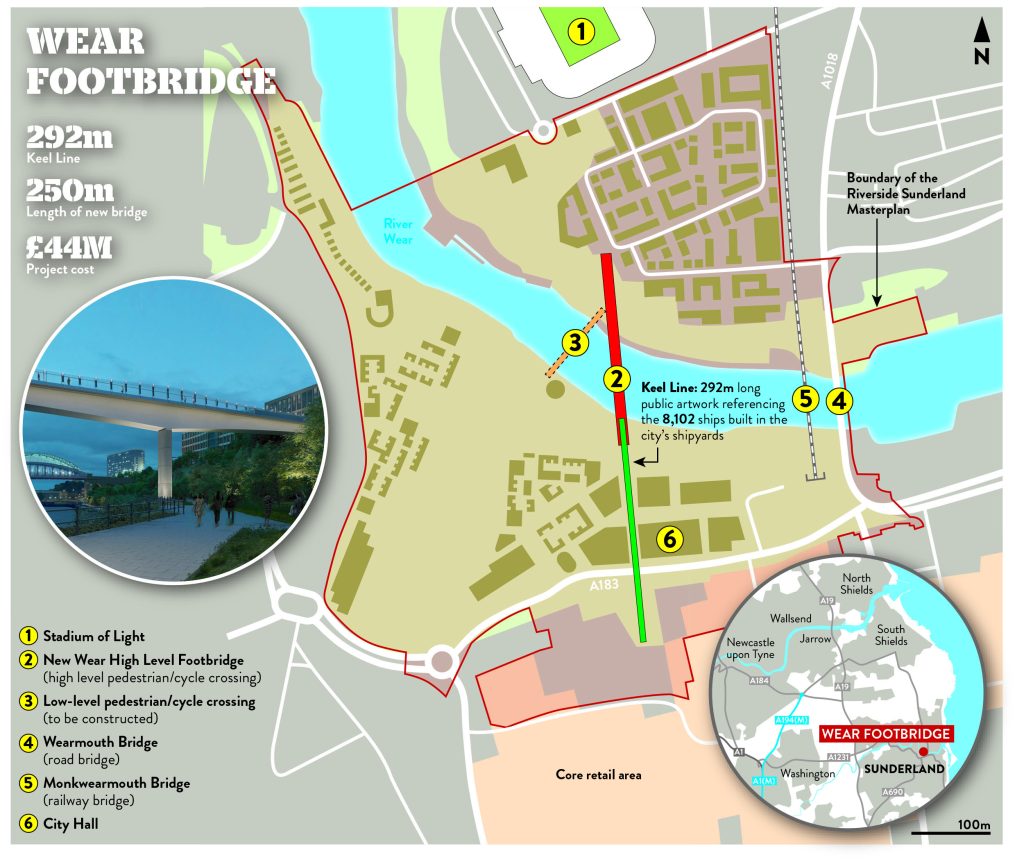 Project team behind Sunderland’s new 250m footbridge addresses location ...