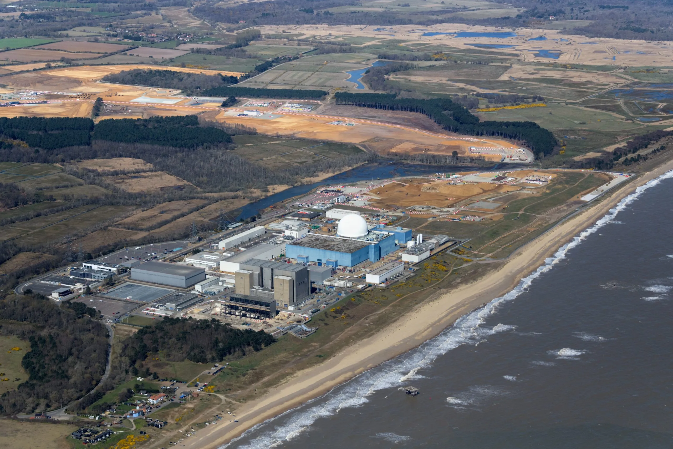 Aerial photos show state of Sizewell C preparatory works | New Civil Engineer