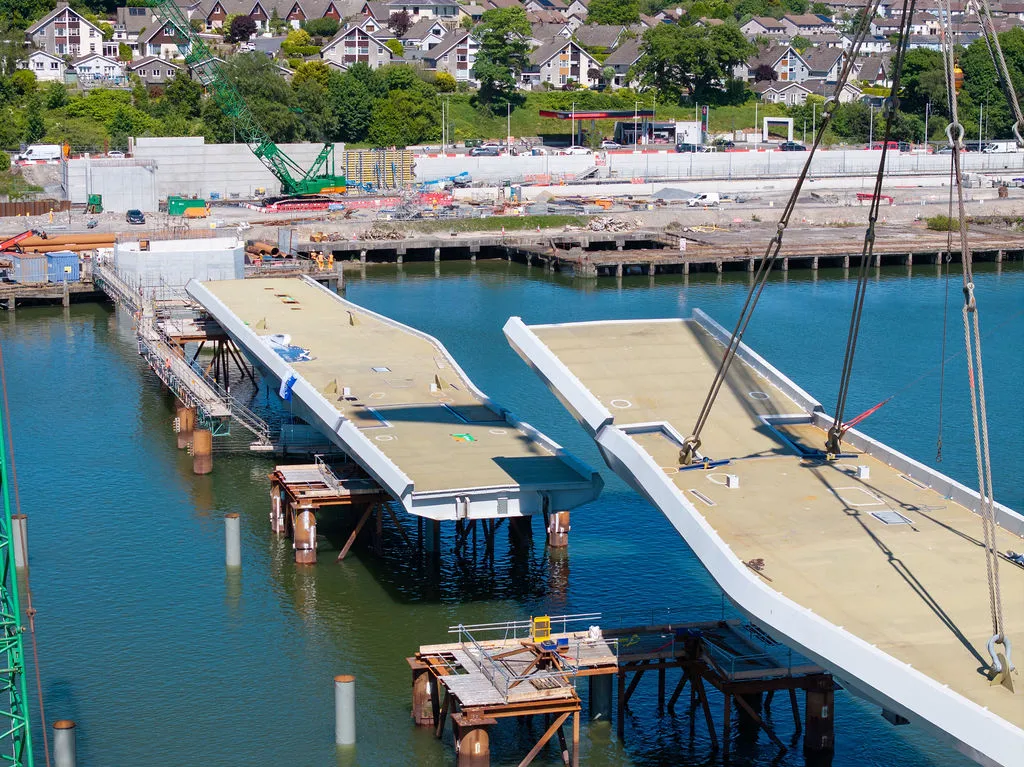 Superstructure deck installed on Waterford Sustainable Transport Bridge ...
