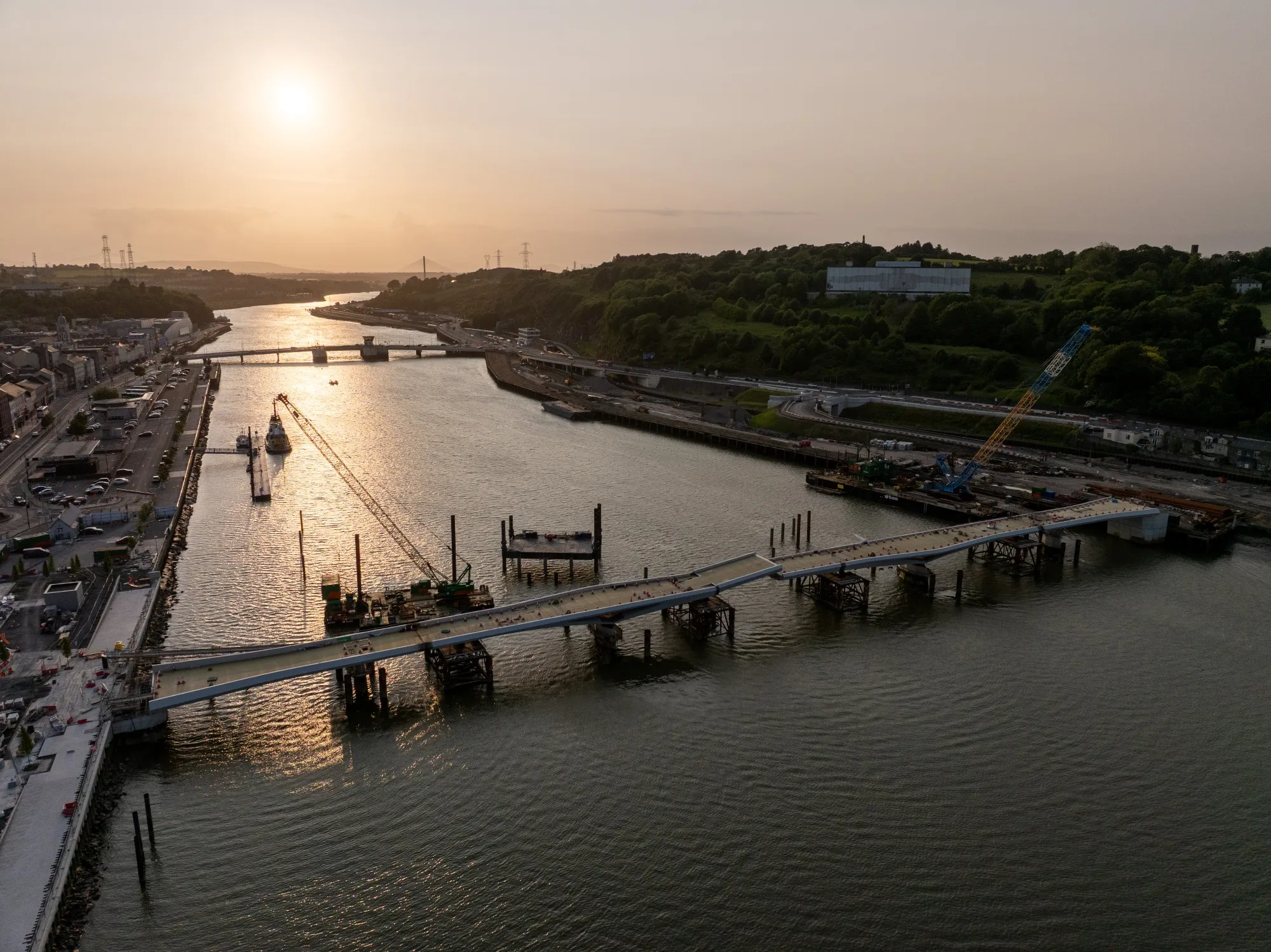 Superstructure deck installed on Waterford Sustainable Transport Bridge ...